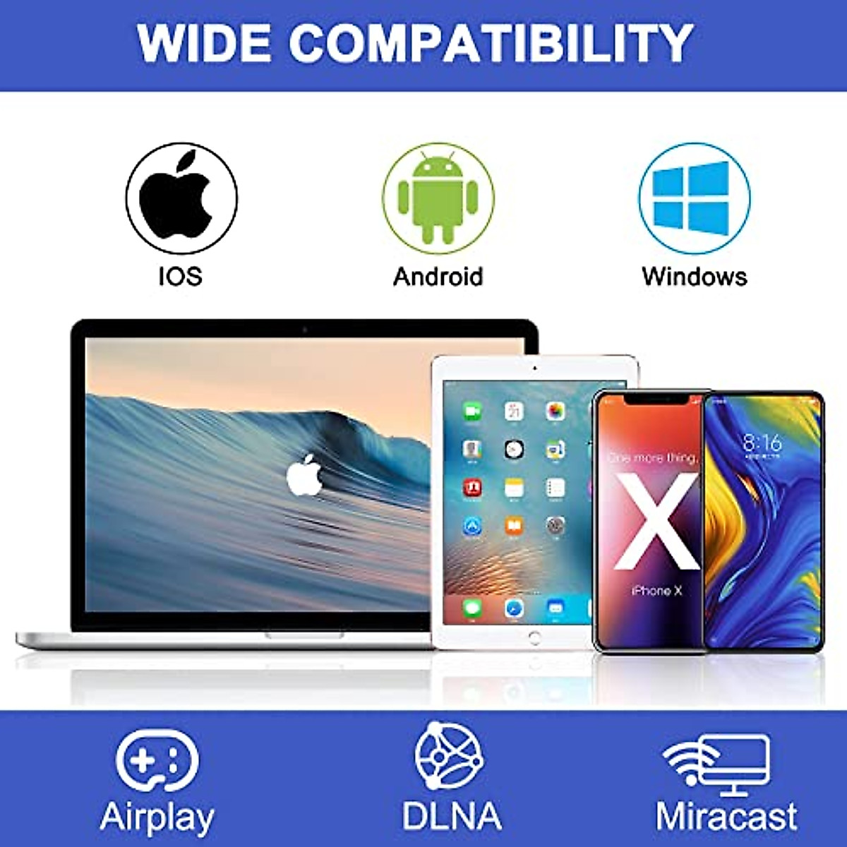 Anycast HDMI Wireless Display Adapter - WiFi 1080P Mobile Screen Mirroring Receiver Dongle to TV/Projector Receiver Support Windows Android Mac iOS
