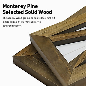 Extra Long Rustic Towel Rack 2 PCS, 23.6 Inch Monterey Pine Solid Wood Towel Holders Wall Mounted with Metal Bar, Brown Farmhouse Style, for Hand & Bath Towels, Bathroom Powder Room Decor