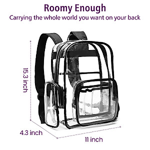 PACKISM Clear Backpack, Heavy Duty Clear Backpack for Adults Transparent See Through PVC Backpack for School, Workplace, Travel, College, Black(for age 12 or above)