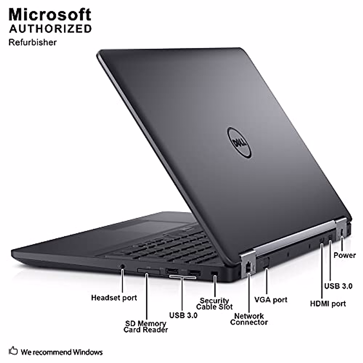 Dell Latitude E5570 15.6in Laptop, Core i5-6300U 2.4GHz, 8GB Ram, 256GB SSD, Windows 10 Pro 64bit (Renewed)