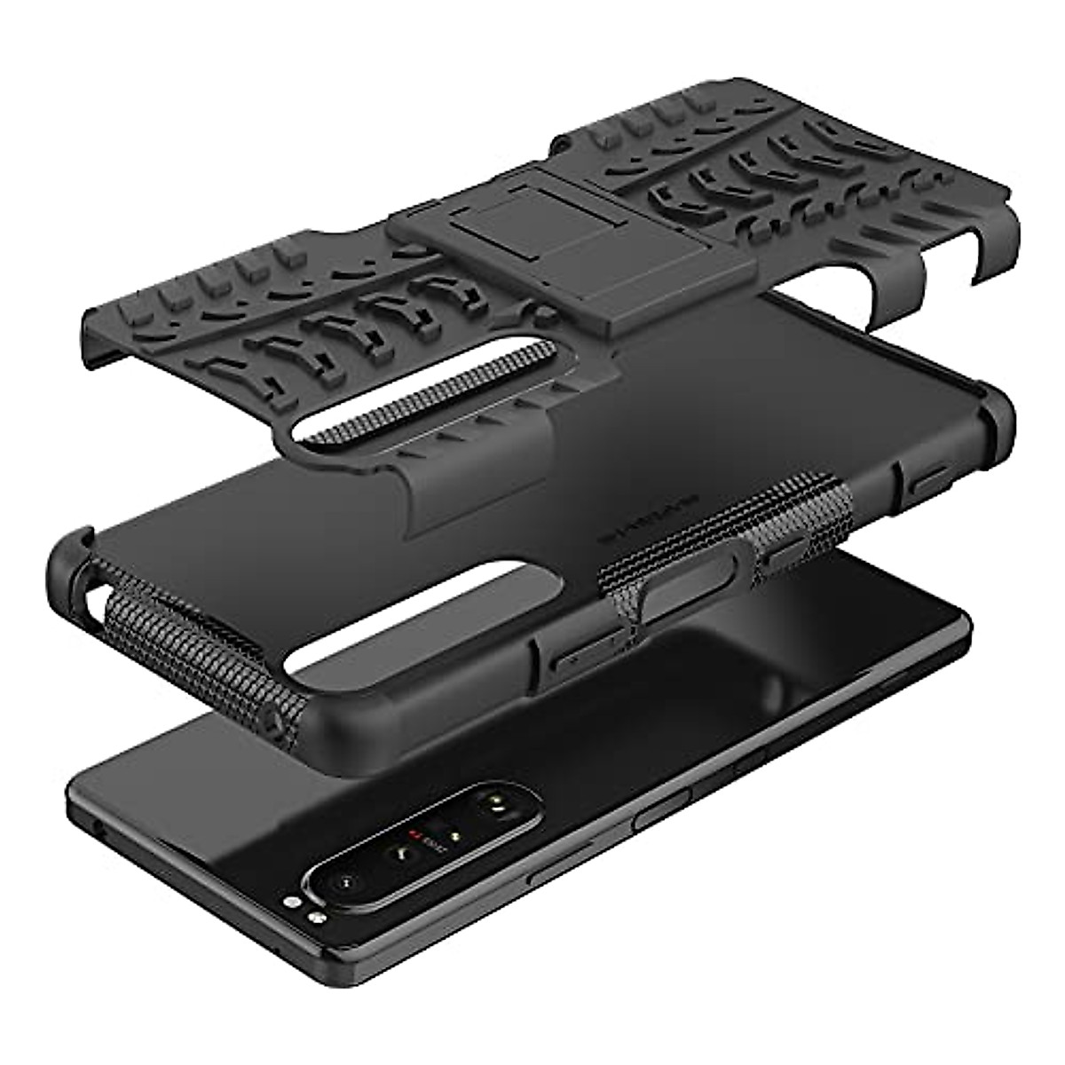 IMIRST Phone Case Sony Xperia 1 III Case Heavy Duty Shockproof Military Grade Dual Layer Hard Slim PC Hybrid Kickstand Protective Cover for Sony Xperia 1 III Hyun (Black) JX