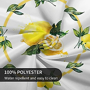 Yellow Lemon Round Tablecloths, Summer Circular Table Cover Washable Polyester for BBQ, Buffet Table, Parties, Holiday Dinner 60 Inch