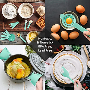 Silicone Cooking Utensils Set, 28PCS Kitchen Utensils Set with Holder, AIKWI Heat-Resistant & Non-stick Silicone Spatula, Tongs,Spoon for Cooking, BPA Free Kitchen Tools Gift (Green)