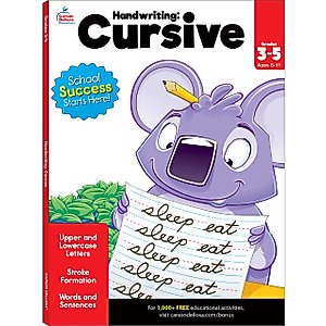 Carson Dellosa Cursive Handwriting Workbook for Kids, Grades 3-5 Cursive Letter Tracing Book, Cursive Handwriting Practice and Letter Tracing for Beginners Workbook for Homeschool or Classroom