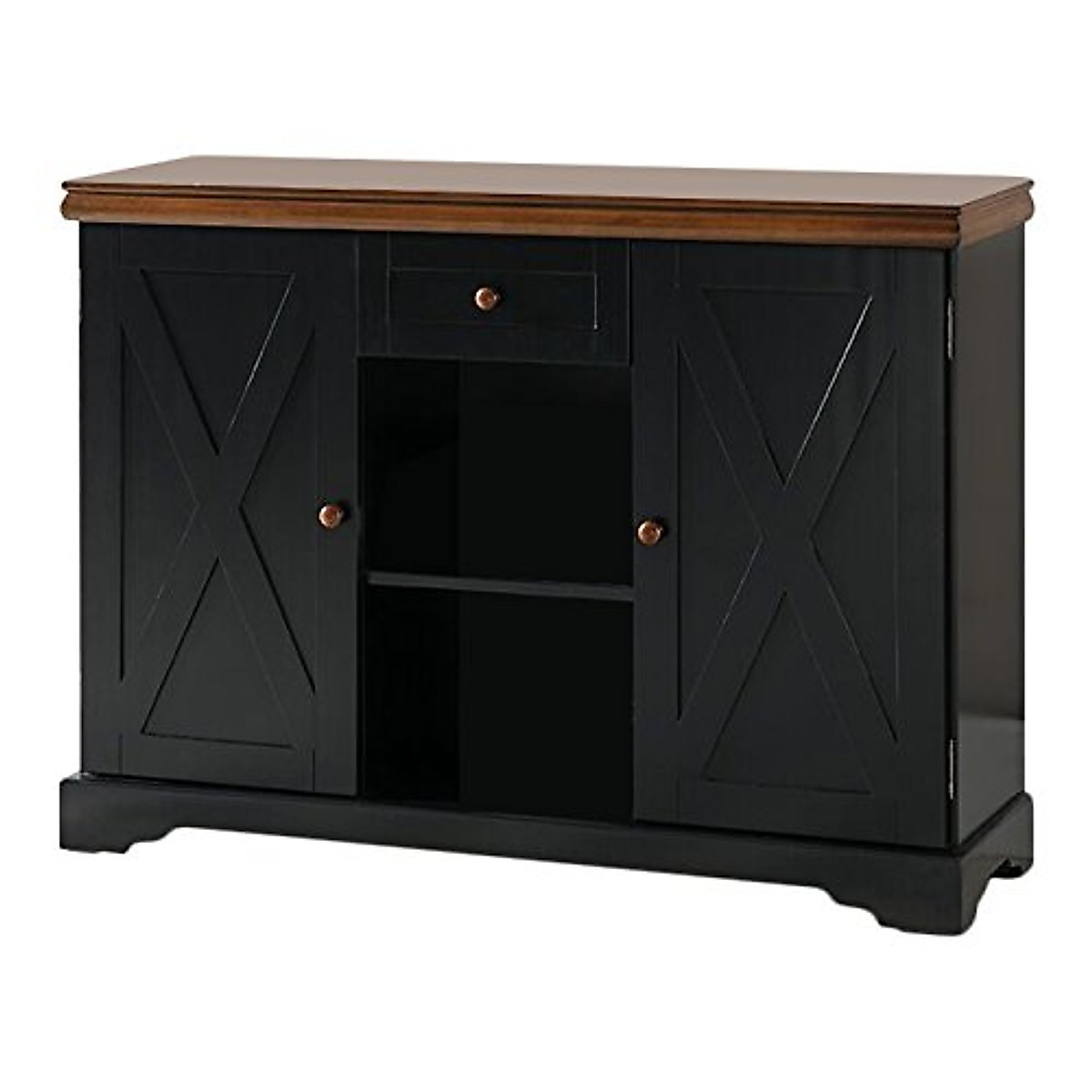 Kings Brand Furniture - Wood Buffet Cabinet Console Table, Black / Walnut