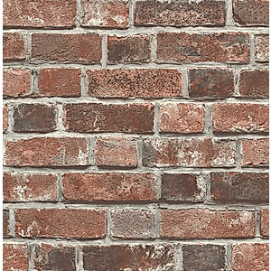 NextWall Distressed Faux Brick Peel and Stick Wallpaper (Red)