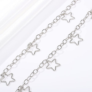 Tgirls Hip Hop Pants Chain Goth Jean Chains Star Punk Pocket Chain for Women Layered Acrylic Keychains Cute Trouser Chain Rock Wallet Chain for Men Waist Body Accessories for Girls (2 Stat-1)