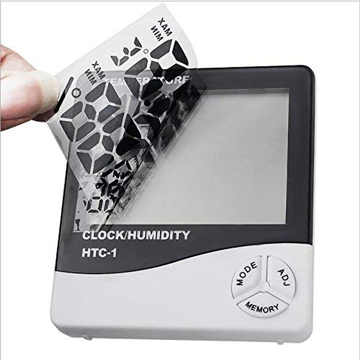 HTC-1 Digital Thermometer Hygrometer Clock Alarm/Alarm Calendar 5 Functions Large Screen Desktop Stand & Wall Mount White Thermometer Hygrometer Digital