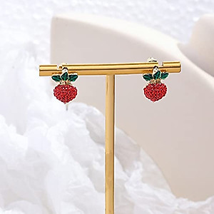 YIZHENMY Cute Radish Stud Earrings, Red Diamond Stud Earrings For Women, Sterling 925 Silver Stud Earrings Bling Bling For Girls, With Soft Ear Studs Plug, Fine Jewelry For Parties And Holidays