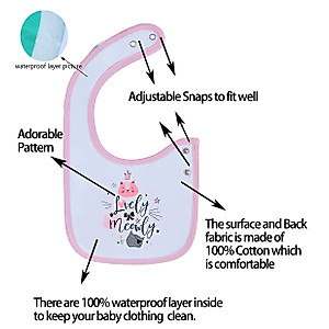 Maiwa 6 Pack Waterproof Cotton Baby Bibs for Girls Boys for Drooling Eating with Adjustable Snaps