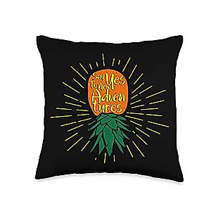 Swingers Pineapple Upside Down Lifestyle Gifts Lifestyle Swingers Adventures Throw Pillow, 16x16, Multicolor