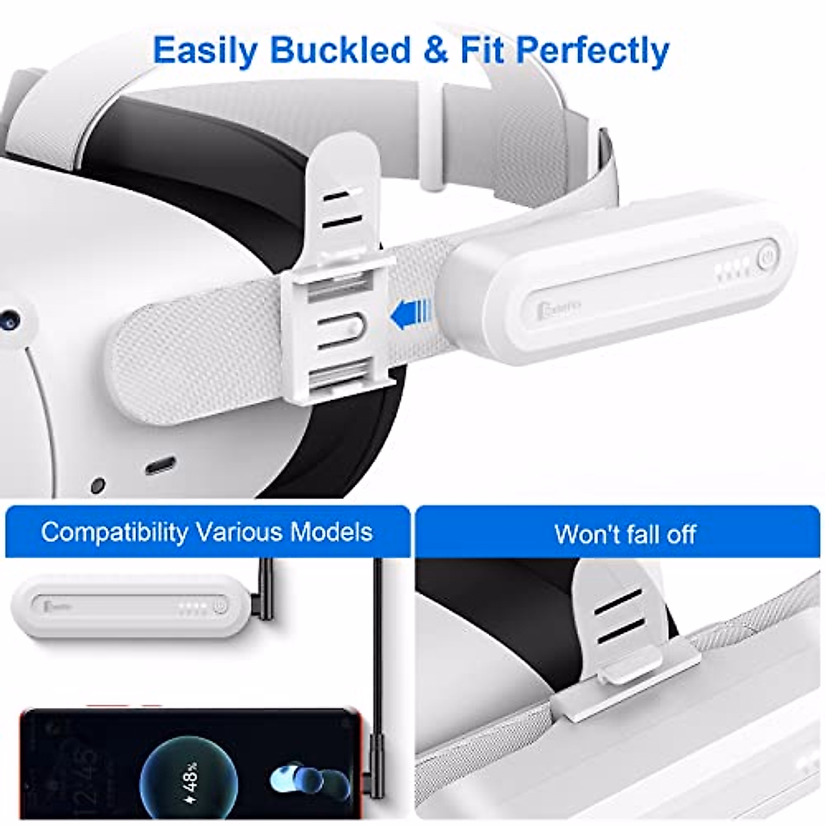 Dxldfks Battery Pack for Oculus Quest 3 & 2 Accessories Compatible with Meta Quest 3, 2, Quest Pro, PICO 4 VR Headset, 5000mAh Extended 2-4H Playtime 3.54 oz Small Lightweight Portable