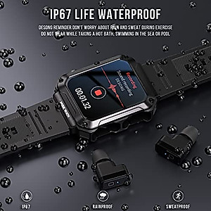 Desong Smart Watch with Earbuds,Watch Buds Smartwatch,3 in 1 Smart Watch Buit-in 4GB Memory,1.96" Smartwatches(Call Receive/Dial),Waterproof,Recording,Sleep Monitor,Fitness Tracker for iOS Android