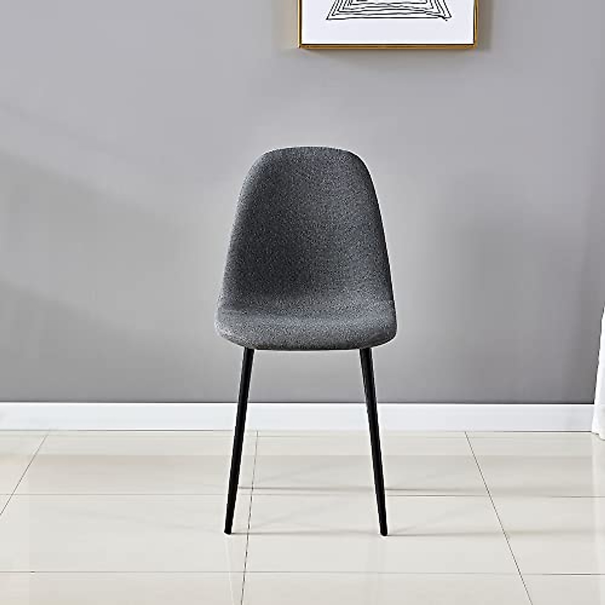 IDS Home Dining Room Chair for Kitchen, Mid Century Modern Accent Armless Side Fabric Chair, Upholstered Cover with Metal Legs Set of 4/6 (Set of 4, Grey)