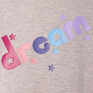 Amazon Essentials Girls' Short-Sleeve T-Shirt Tops (Previously Spotted Zebra), Pack of 4, Black Unicorn/Grey Text Print/Light Pink/Lilac, X-Large