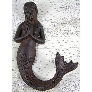 Large Cast Iron Praying Mermaid Hook