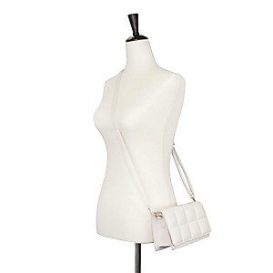 Olivia Miller Women's Fashion Kai Quilted Texture PU Vegan Leather w Front Flap n Removable Strap, Black Small Crossbody Bag, Evening Everyday Casual Work Purse Handbag