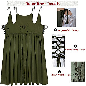 WYZJL Renaissance Dress Women Medieval Dress Ren Faire Costume Renaissance Overdress Outfit Irish Dress Halloween Costume, Burgundy S/M