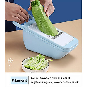 ZCYJHOT Multifunctional Vegetable Chopper, Mandoline Slicer for Kitchen, Vegetable Slicer and Cutter, Kitchen Gadgets Sets with Container (Blue)