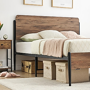 IDEALHOUSE 2024 Vintage 13 Inch Queen Bed Frame – 30 Minutes Assembly Metal Platform Bed Frame with Headboard and Footboard, Non-Slip, Noise-Free