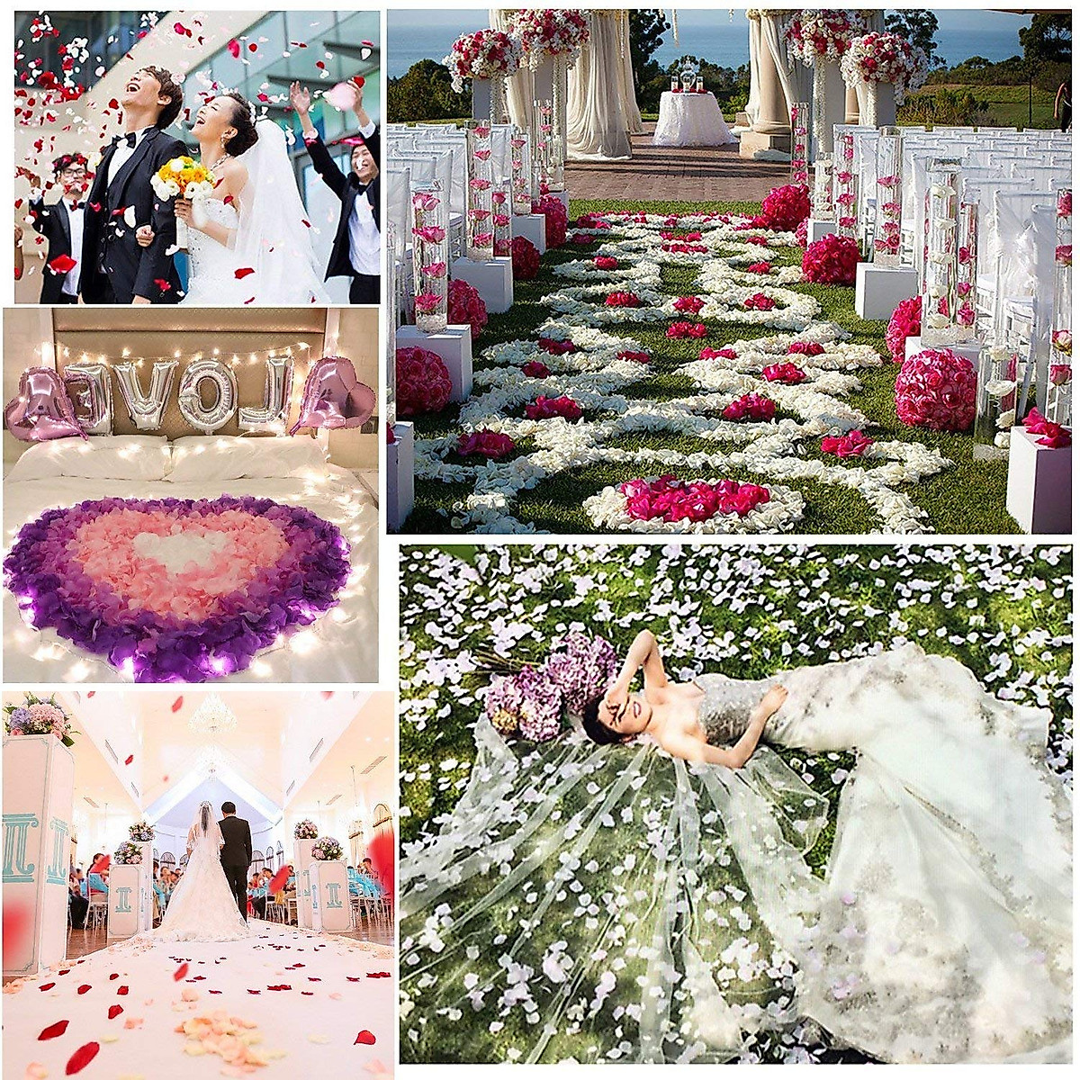 CATTREE Artificial Rose Petals 2000 Pcs, Fake Petal, Wedding Aisle Decor Ceremony Party Valentine Day Romantic Event Birthday, Home Garden Outdoor Indoor DIY Decoration Wholesale - Gradient Pink Red