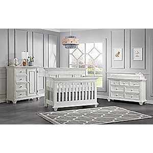 Oxford Baby Weston 4-in-1 Convertible Crib, Vintage White, GreenGuard Gold Certified