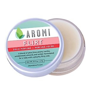 Aromi Flirt Solid Perfume | Floral, Woodsy Fragrance, Vegan, Cruelty-free, Almond, Peony, Vanilla Scent, Wax-Based, Women's Gift, Travel, Handmade (Flirt)
