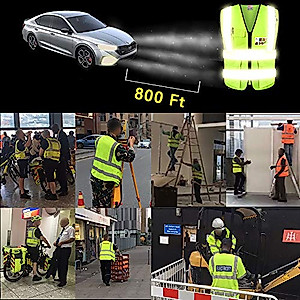 zojo High Visibility Safety Vests With Pockets, Wholesale Reflective Vest for Outdoor Works, Cycling, Jogging, Walking,Sports - Fits for Men and Women (Pack of 10, XL Neon Yellow)
