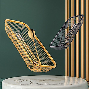 QOBIMOON Stainless Steel Utensil Drying Rack/Chopsticks/Spoon/Fork/Knife Drainer Basket Set of 2 Flatware Storage Drainer Silverware Cutlery Basket Flatware Organizers-Blue