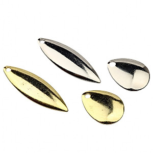 WellieSTR 80PCS(2 Color/2 Style) Easy Spin Colorado Willow Spinner Blades Metal Spoon Lure for Spinnerbait Buzzbait Bass Lure Fishing Tackle DIY Nickel