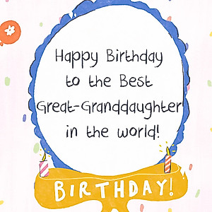 Prime Greetings Birthday Card Great Granddaughter, Made in America, Eco-Friendly, Thick Card Stock with Premium Envelope 5in x 7.75in, Packaged in Protective Mailer