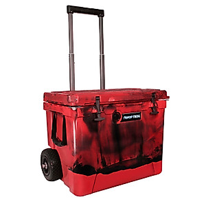 Frosted Frog 60 Quart Ice Chest Heavy Duty High Performance Roto-Molded Commercial Grade Insulated Cooler with Telescoping Handle and Wheels (Red Camo)