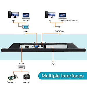 Eyoyo 13.3 inch IPS HDMI Monitor 1920x1080 16: 9 LCD Display Screen Support HDMI VGA Intput for PC Laptop Computer Home Security CCTV System with Loudspeakers
