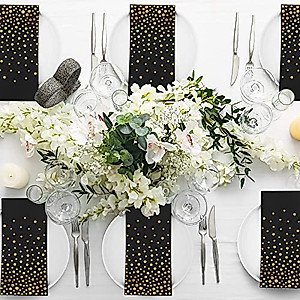 durony 120 Pack Gold Foil Guest Napkins Polka Dot Disposable Hand Towels Linen-Feel Guest Napkins 12 x 17 Inch Cocktail Dinner Paper Napkins Decorative Bathroom Napkins for Parties, Wedding