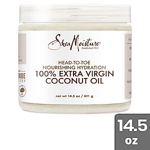 Shea Moisture Coconut Oil, 100% Extra Virgin Coconut Oil Skin Care, Pregnancy Moisturizer for Stretch Marks, Pure Coconut Oil Hair Care, Vitamin E, Coconut Oil Makeup Remover (Pack of 2-14.5 Oz Ea)