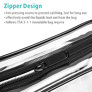 F-color Clear Makeup Bags - Clear Travel Bags for Toiletries 3 Pack TSA Approved Toiletry Bag Clear Toiletry bags Quart Size Travel Bag, Carry on Airport Airline Compliant Bag, Pure Black