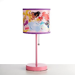 Idea Nuova Disney Princess Stick Table Lamp with Printed Shade, 15.5" H x 7.5" W,metal