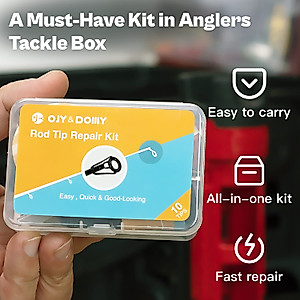 Fishing Rod Tip Repair Kit with Glue, Complete Kit with UV Cured Adhesive and 10 Rod Tips
