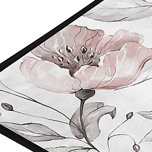 Pink Rose Flower Gray Leaves Kitchen Rugs Floor Mat Anti Fatigue Kitchen Mats Non Skid Washable Bath Rug Runner Doormats Carpet Sink Mat Home Decor 39 X 20 inch