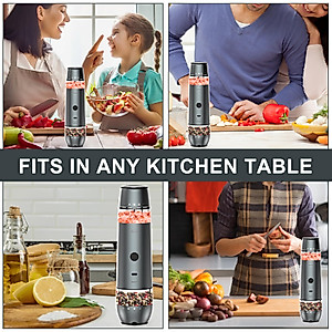 Electric Salt and Pepper Grinder 2 In 1 Duel Heads Grinding, Type-C Rechargeable, One Button Operation & Gravity, Automatic Salt Pepper Mills with Ceramic Grinding Teeth, 5-Precise Grind Settings