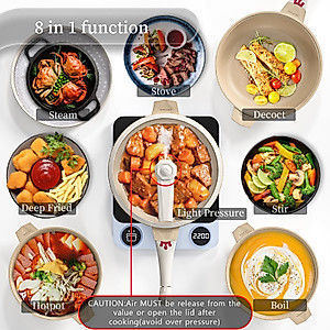 Tiborang 8 in 1 Frying Pans Nonstick,11" Frying Pan Skillet with Lid,Steamer for Cooking,All in One Pan Cookware for All Stoves,Woks & Stir-Fry Pans Nonstick,Saute Pan PFAS-Free/PFOA-Free(White)