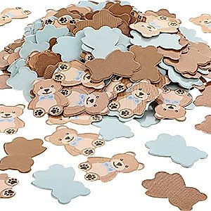 300 Pieces Bear Confetti Baby Shower Paper Confetti Bear Table Confetti for Holiday Festival Party Table Home Decorations, 0.98 Inch (Blue, Brown)