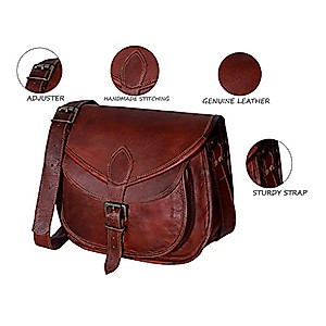 Women 13 Inch Vintage Style Genuine Brown Ladies Tote Travel Purse Leather Crossbody Shoulder Bag Leather Handmade Purse (Tan Brown)