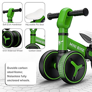 Baby Balance Bike for 1 Year Old Boys Girls, 12-36 Months Riding Toys Toddler Bike with Adjustable Seat, No Pedal Infant 4 Wheels Bicycle, Baby's First Bike First Birthday Gift Christmas