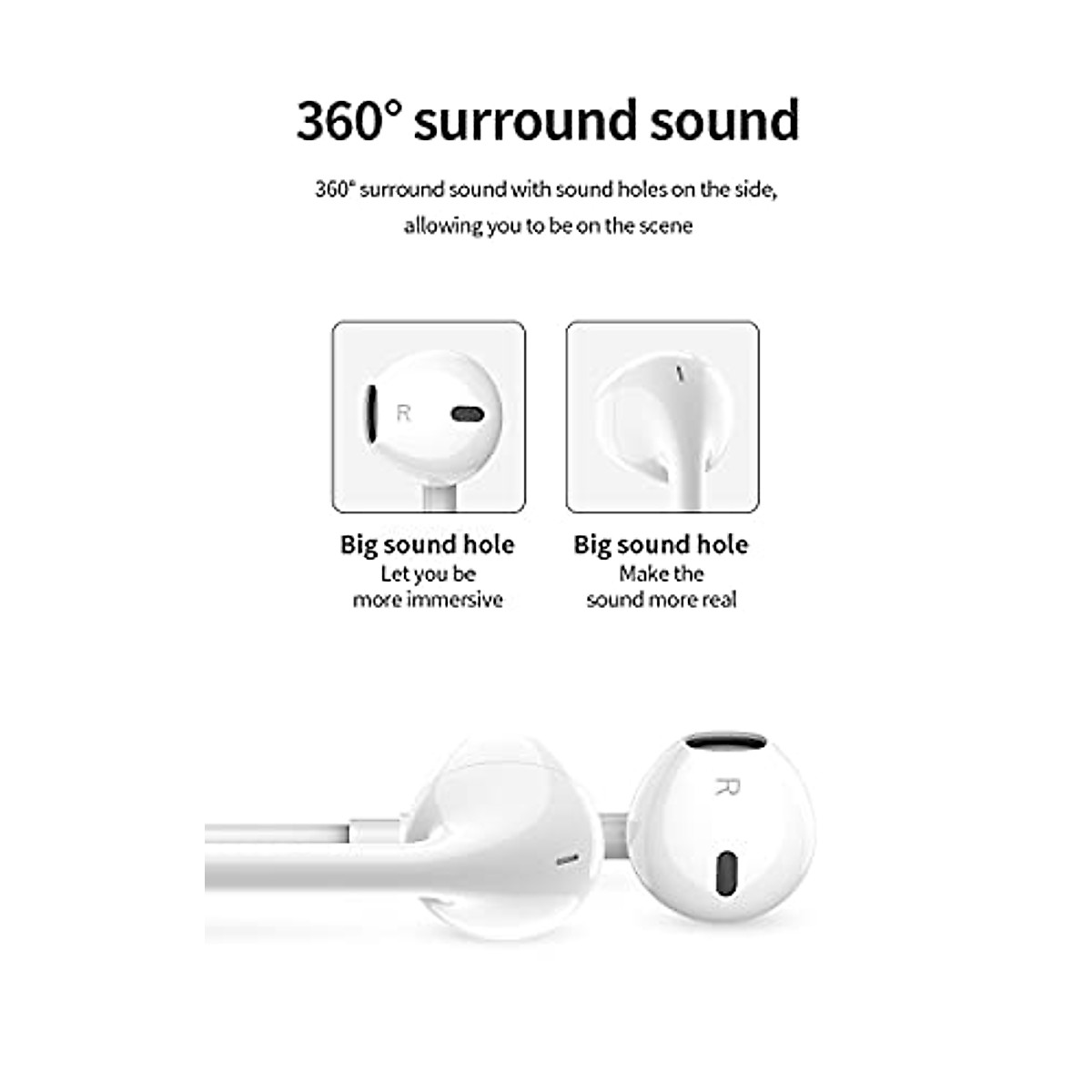 AUNC 2 Pack [Apple MFi Certified] Earbuds Wired Headphones with 3.5mm Plug Built-in Microphone Remote to Control Music,Phone Calls,Volume,Compatible with iPhone,iPad,iPod,PC,Android, White