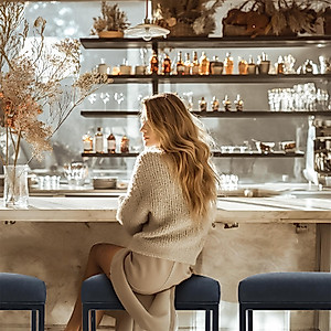 Sophia & William Counter Height 24" Bar Stools Set of 3 Backless Bar Stools for Kitchen Island,Modern PU Leather Square Bar Stools with Metal Steel Frame & Footrest,Black