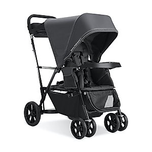 Joovy Caboose UL Sit and Stand Double Stroller with Bench Seat and Standing Platform, Plentiful Storage, Auto-Lock Quick-Fold, and Extended Sun Canopy, Slate