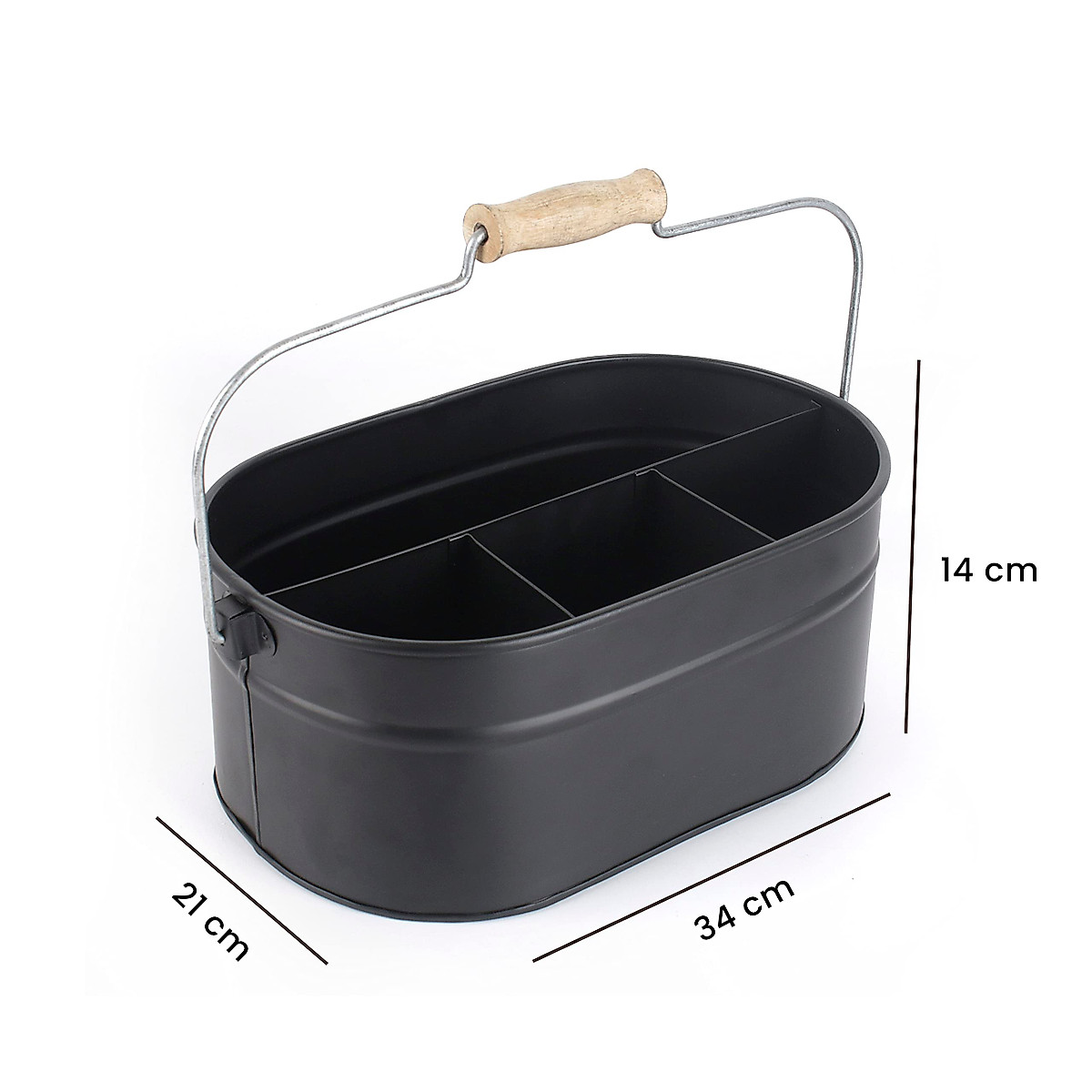 Utensil Caddy, Silverware Caddy Party, Silverware Caddy, Picnic Caddy, Flatware Caddy, Paper Plate Caddy, Galvanized Utensil Caddy, Metal Caddy, Outdoor Utensil Caddy - 13.5 Inches - Matt Black