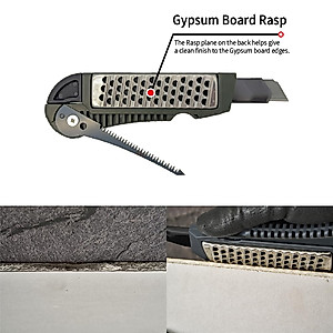 109TOOLs Drywall 4 in 1 Multi Knife Drywall Multi Tool Drywall Rasp Plaster Planer Jab Saw Tape Measure Hook 18mm SK-2 with High Durability Blade Best Premium utility knife