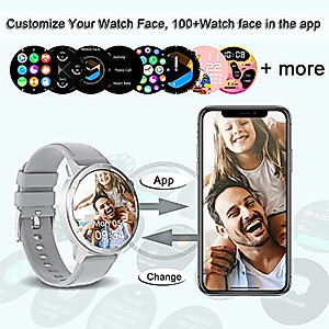 Naudug Smart Watch for Men Women ,Phone Call(Make & Answer) Smartwatch,IP68 Waterproof,Fitness Tracker, Pedometer,Message Notification,Music Player,Health Monitor,Compatible with iOS Android Phones